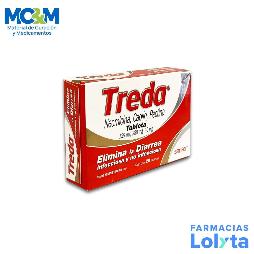 TREDA 129/280/30 MG C/20 TAB NEOMICINA CAOLIN PECTINA LAB SANFER ...